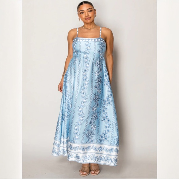 Endless Moon | Dresses | Nwt Endless Moon Blue Floral Maxi Dress | Poshmark